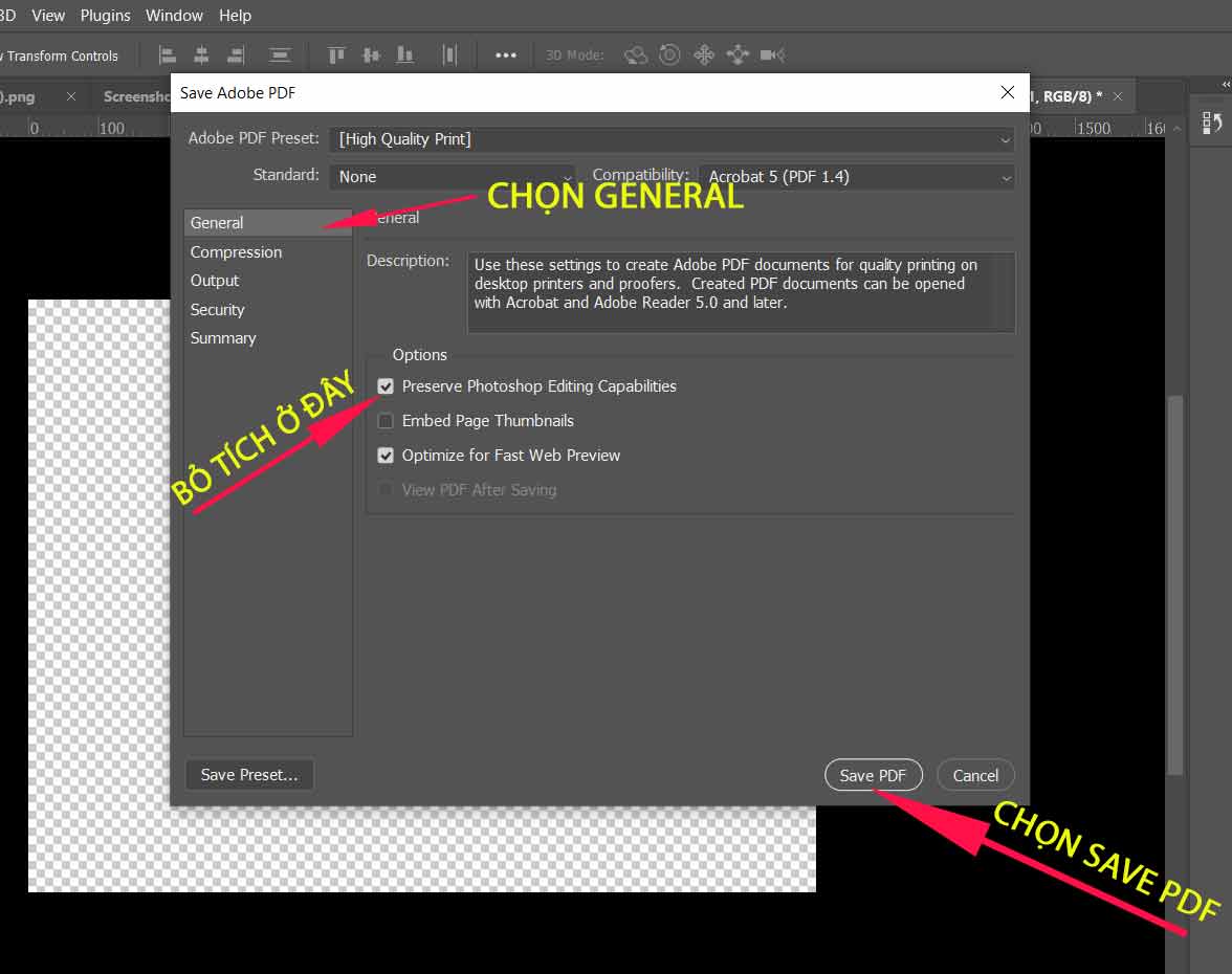 Cách xuất File PDF trong Photoshop, hướng dẫn có hình ảnh
