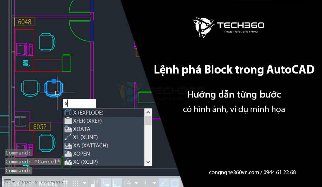 Cách dùng lệnh phá Block trong CAD cực dễ hiểu 2025